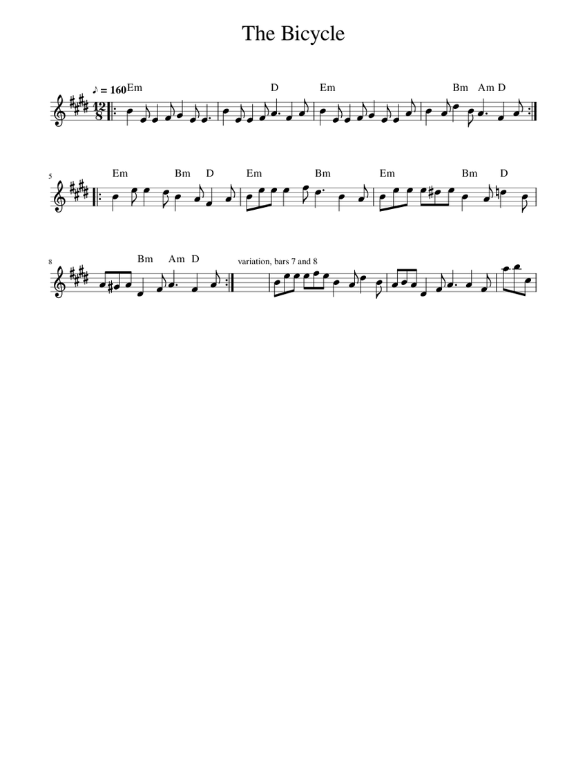 The Bicycle Sheet music for Piano (Solo) Easy | Musescore.com