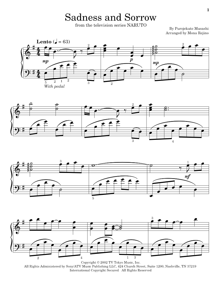 Play Official version of Sadness and Sorrow Sheet Music by PUROJEKUTO ...