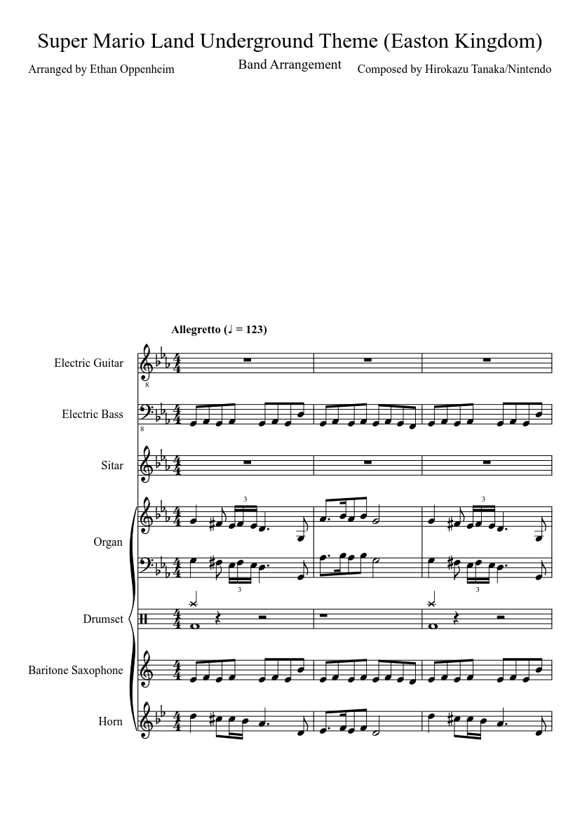 Super Mario Land Underground Theme (Easton Kingdom) Band Arrangement ...