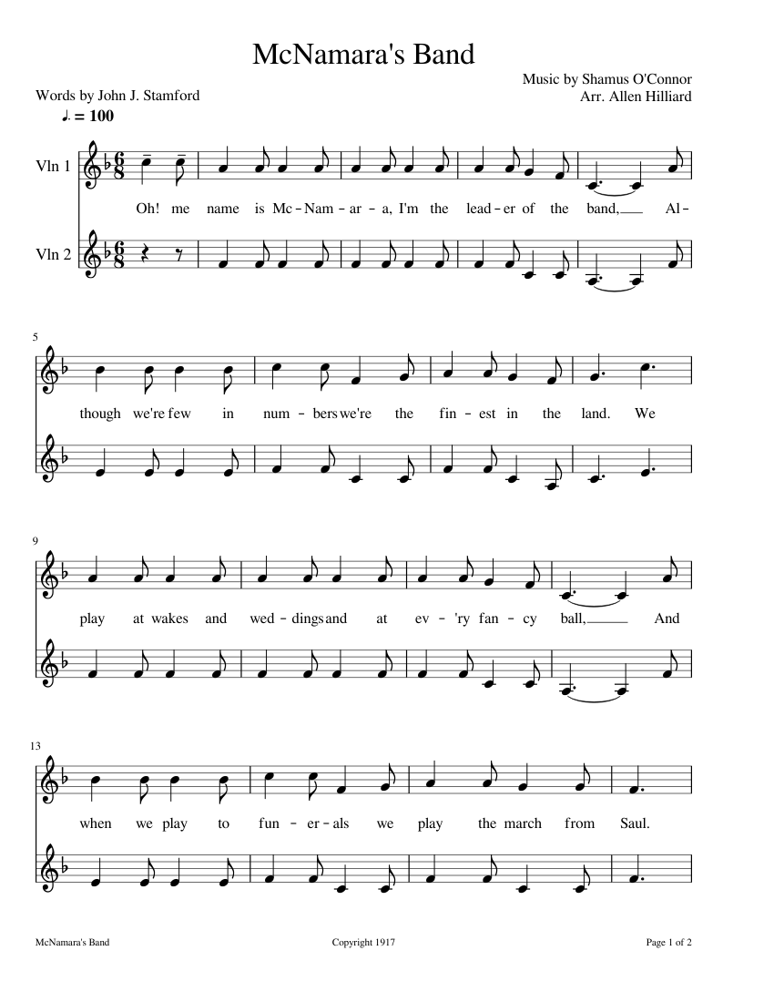 MacNamara s Band Sheet Music For Violin String Duet Musescore macnamara-s-band-sheet-music-for-violin-string-duet-musescore
