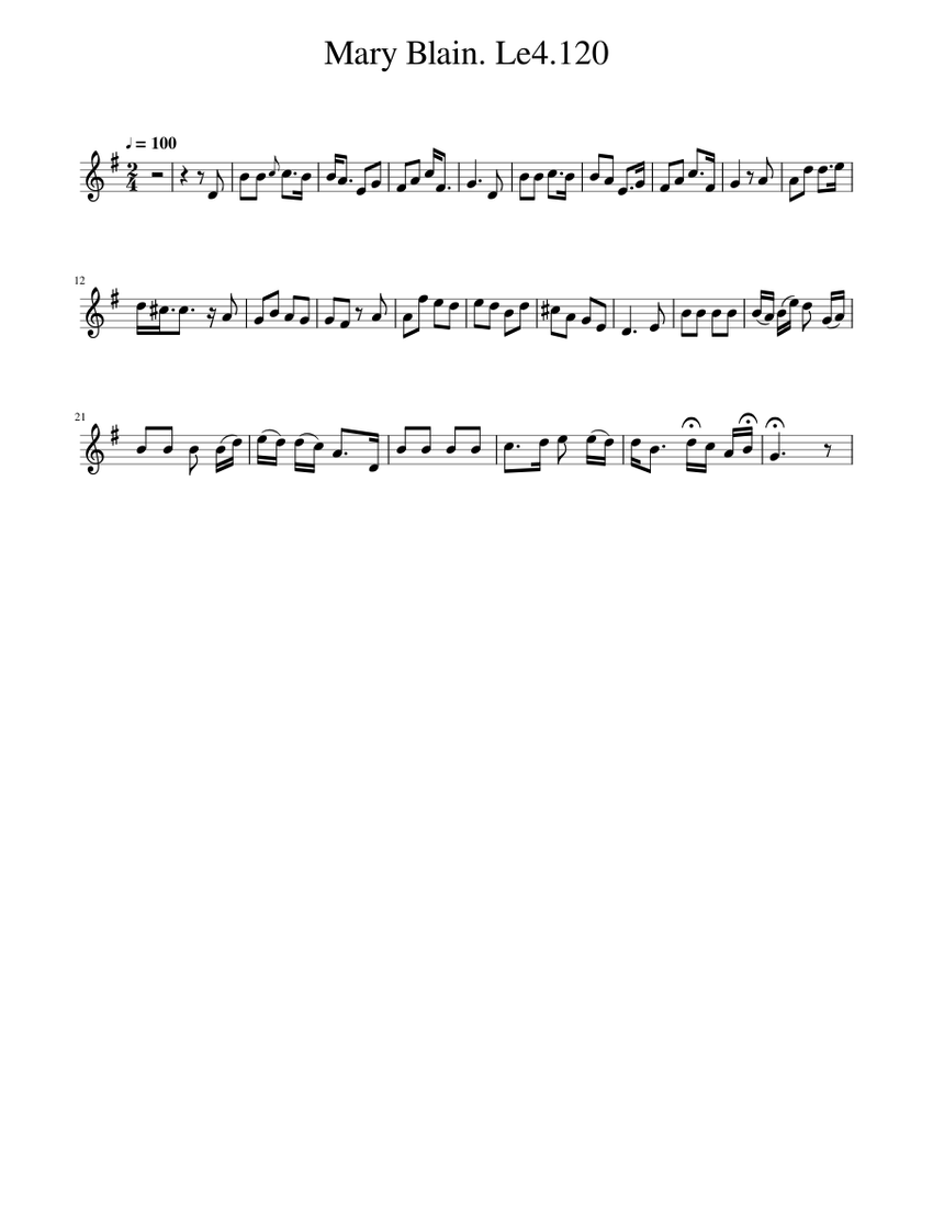 Mary Blain. Le4.120 Sheet music for Piano (Solo) | Musescore.com