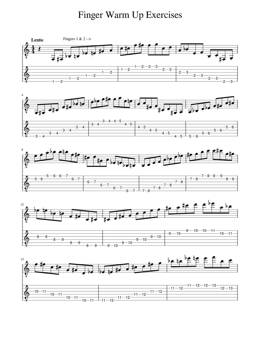 BEGINNERS SERIES - FINGER WARM UP EXERCISES - TABS & NOTATION - PART ...