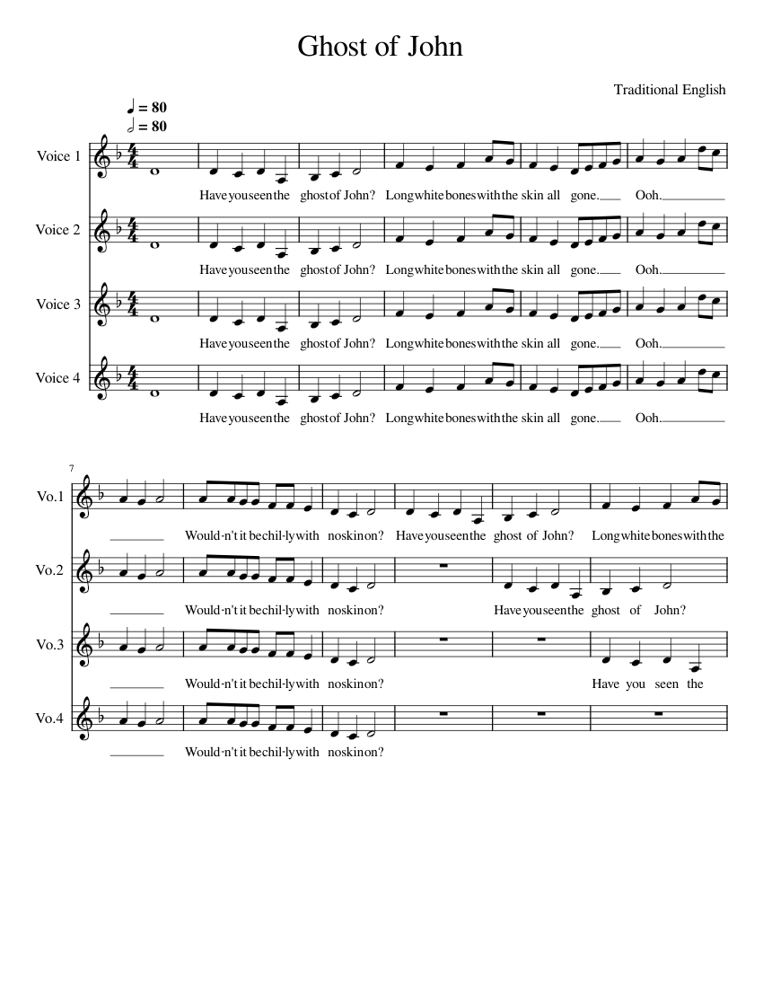 Ghost of John Sheet Music for Voice (other) (Choral) | MuseScore.com