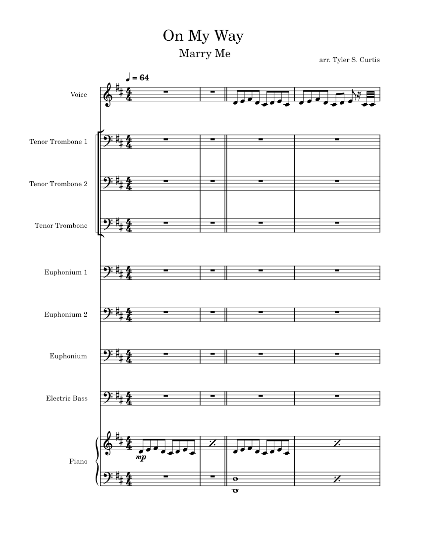 On My Way Sheet music for Piano, Euphonium, Vocals, Trombone tenor ...