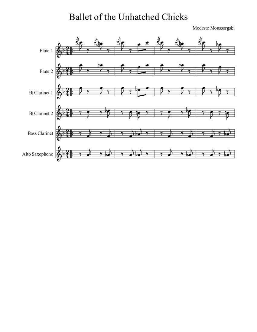 Ballet of the Unhatched Chicks Sheet music for Flute, Clarinet (Mixed ...