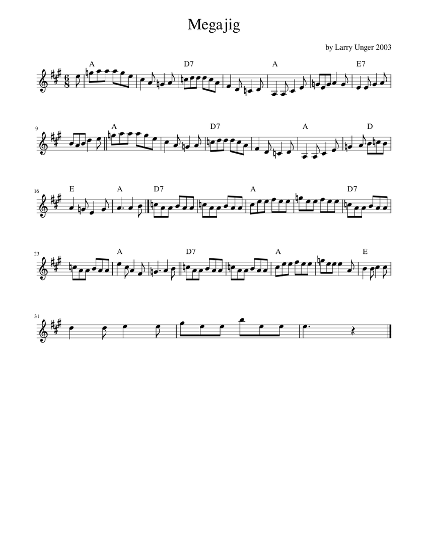 by Larry Unger - Megajig Sheet music for Piano (Solo) Easy | Musescore.com