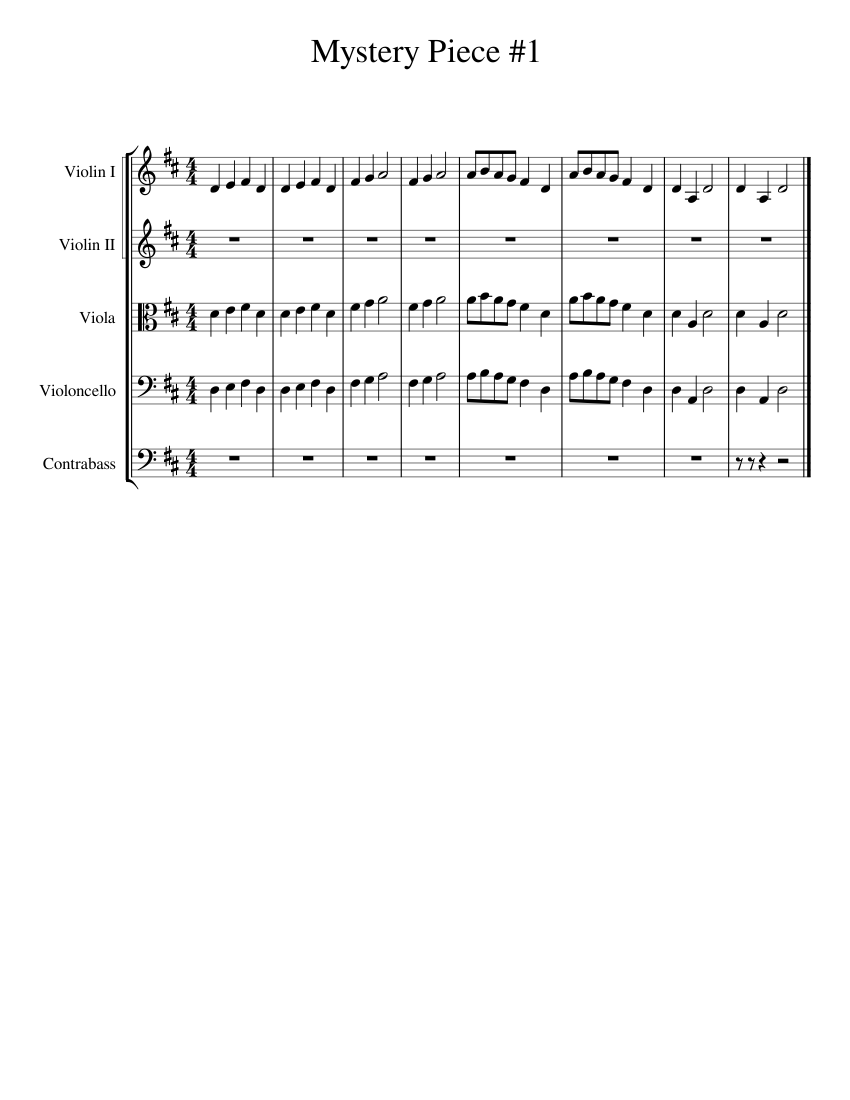 mystery music #1 muse Sheet music for Contrabass, Violin, Viola, Cello ...