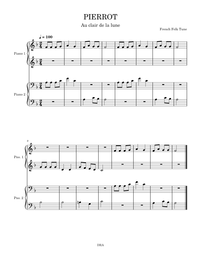 PIERROT Sheet music for Piano (Piano Duo) | Musescore.com