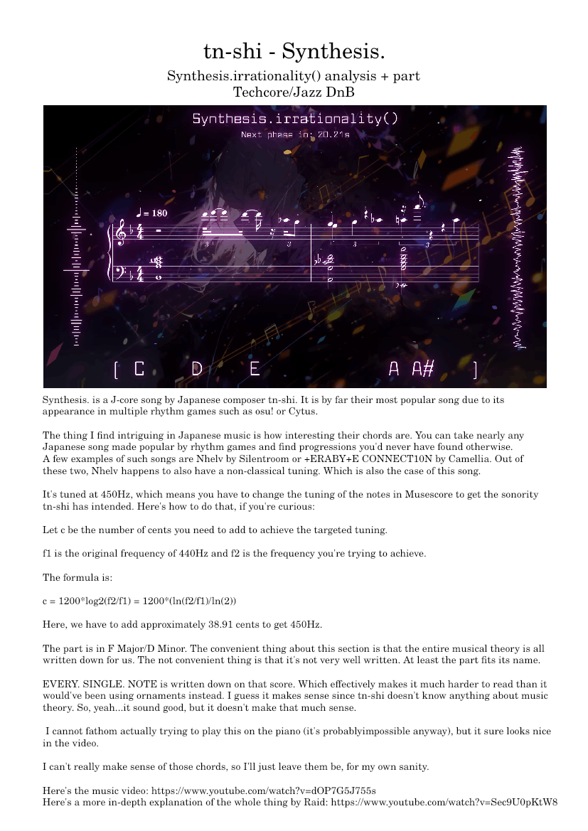Synthesis – tn-shi Sheet Music for Piano (Solo) | MuseScore.com