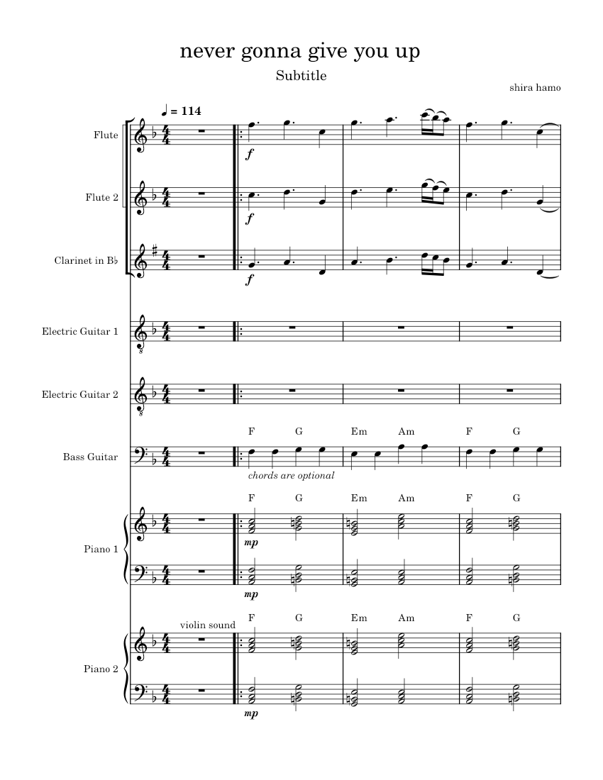 Never Gonna Give You Up – Rick Astley never gonna give you up Sheet ...