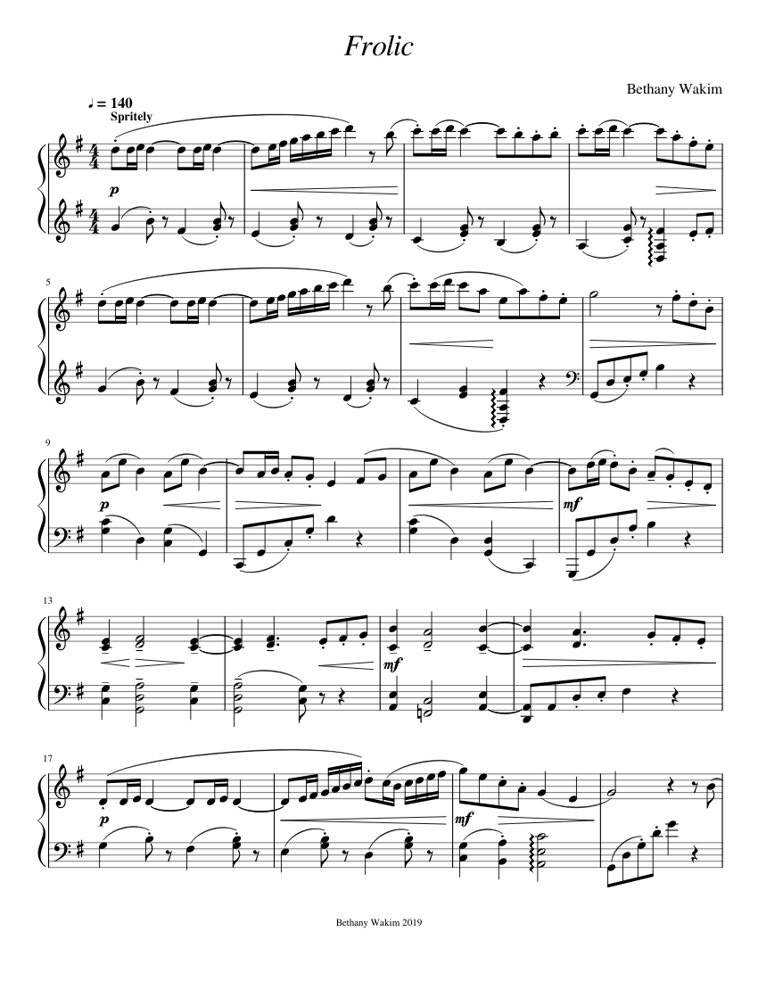 Frolic Sheet music for Piano (Solo) | Musescore.com