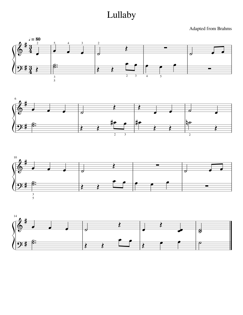 Lullaby Sheet music for Piano (Solo) Easy | Musescore.com
