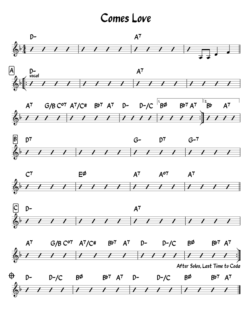 Comes Love Sheet music for Piano (Solo) | Musescore.com
