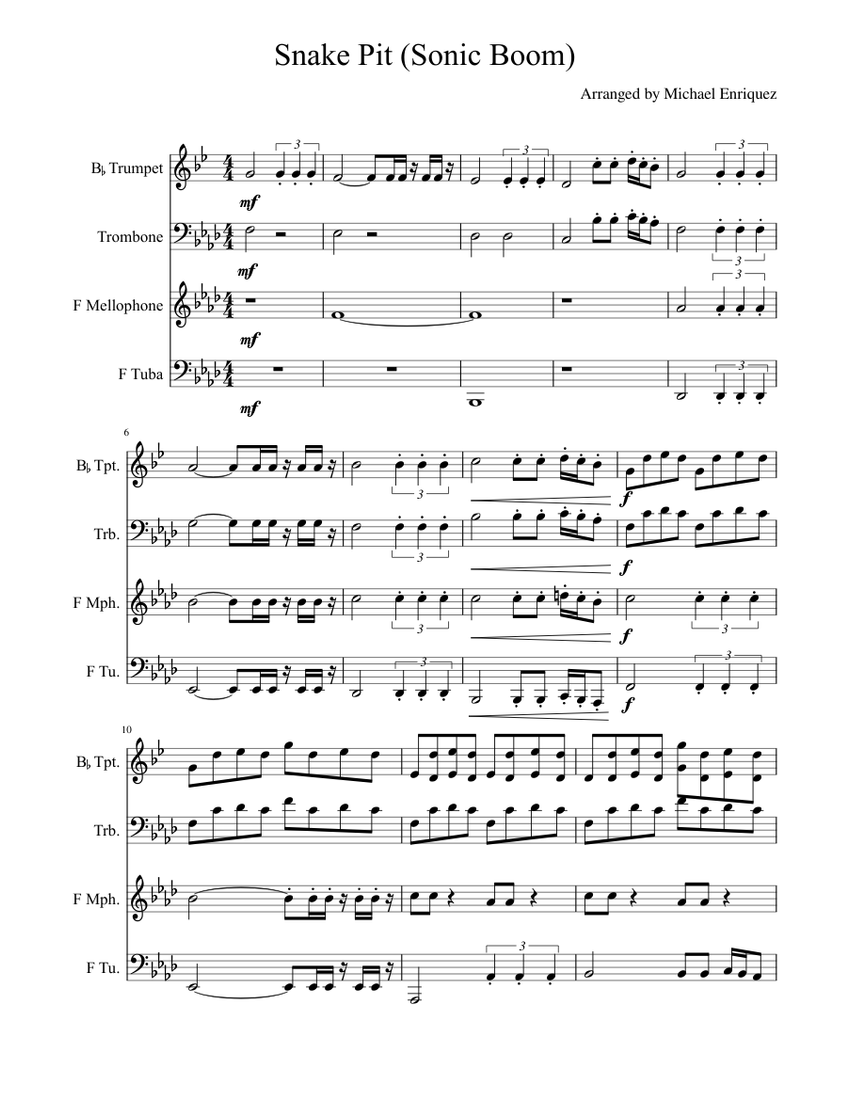 Snake Pit(Sonic Boom) Sheet music for Trombone (Solo) | Musescore.com