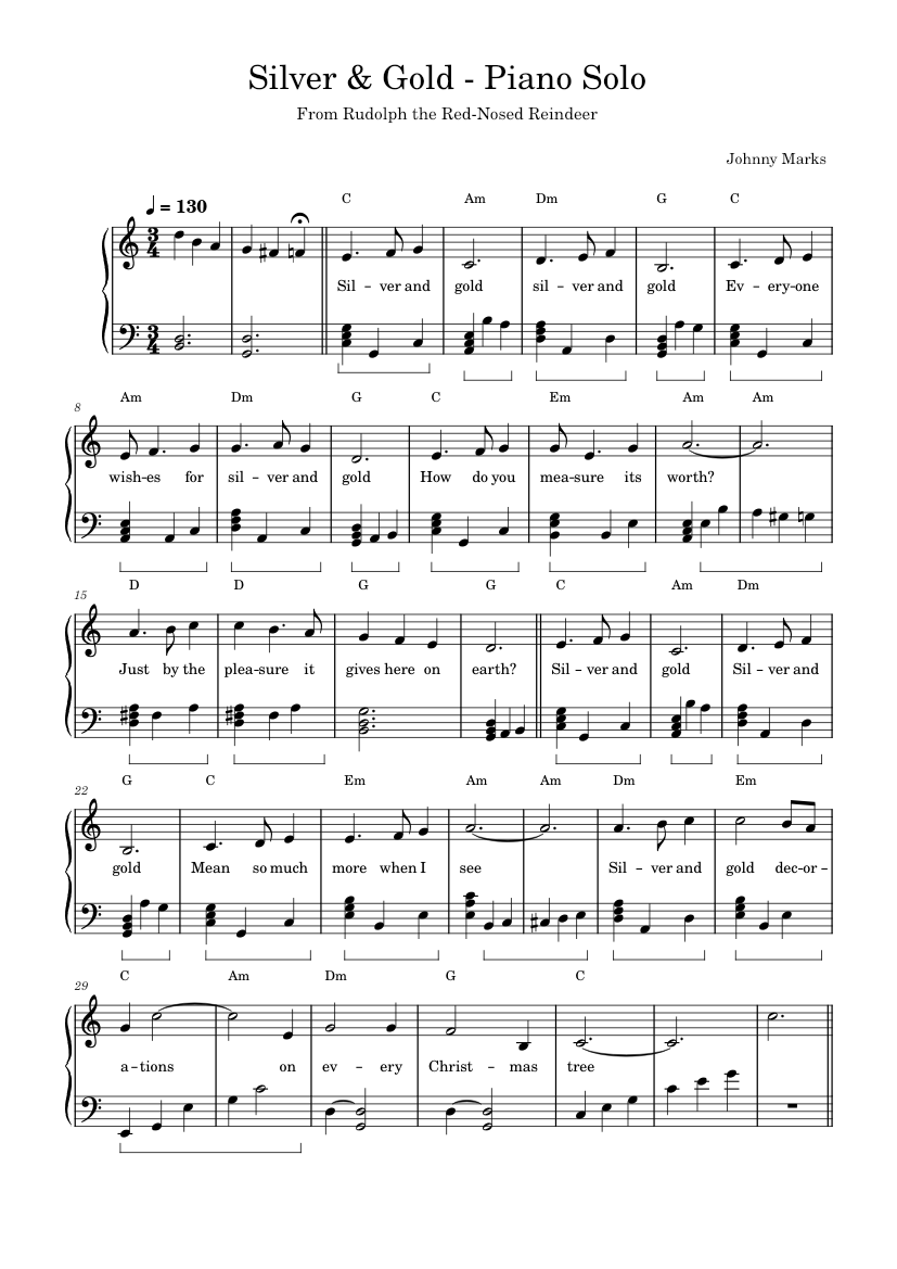 Silver and Gold - Rudolph the Red-Nosed Reindeer Sheet Music with ...