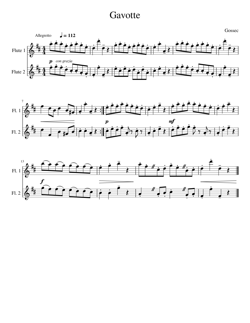 Gavotte – Misc tunes – Flute Level 1 Sheet music for Flute (Solo ...
