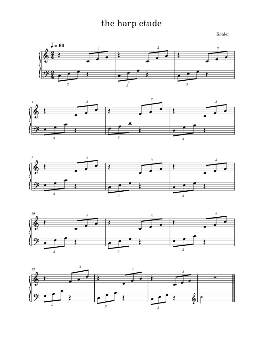 the harp etude Sheet music for Piano (Solo) Easy | Musescore.com