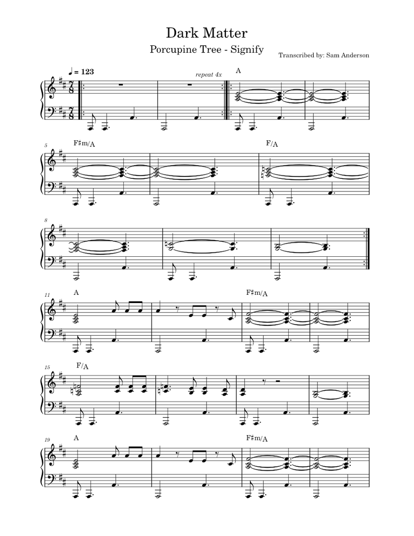 Dark Matter Sheet music for Piano (Solo) | Musescore.com