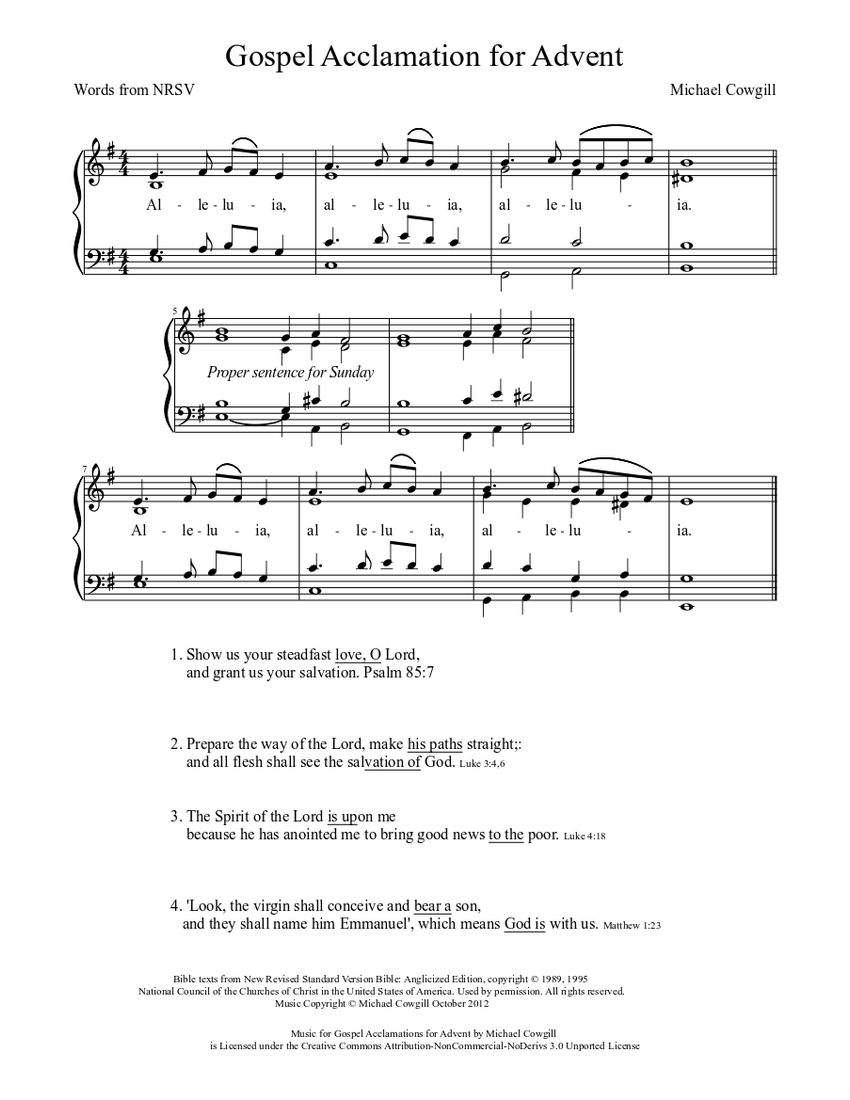 Gospel Acclamation for Advent Sheet music for Vocals (Solo) | Musescore.com