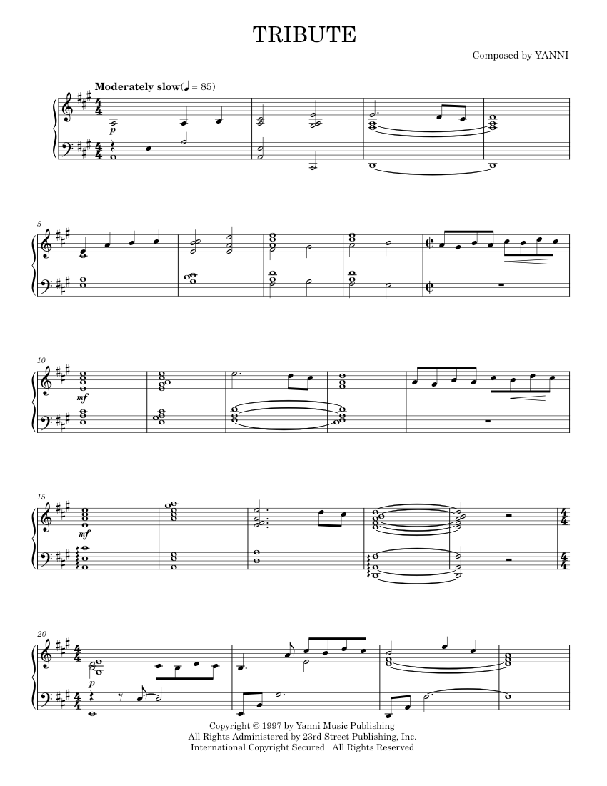 Play Official version of Tribute sheet music by Yervinyan, Samvel and ...