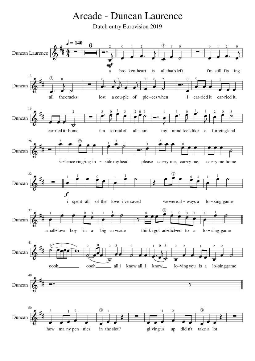 Arcade_Duncan_Laurence_violín Sheet Music for Violin (Solo) | MuseScore.com