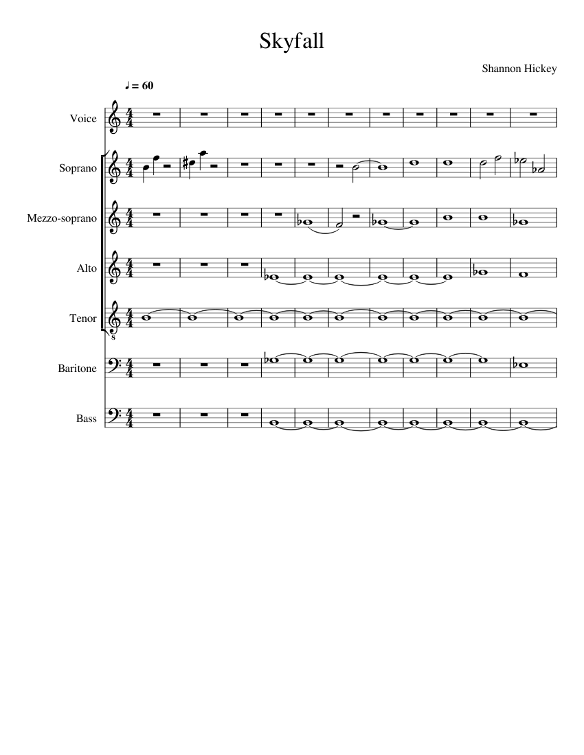 Skyfall Cover Sheet music for Soprano, Alto, Tenor, Bass voice & more ...