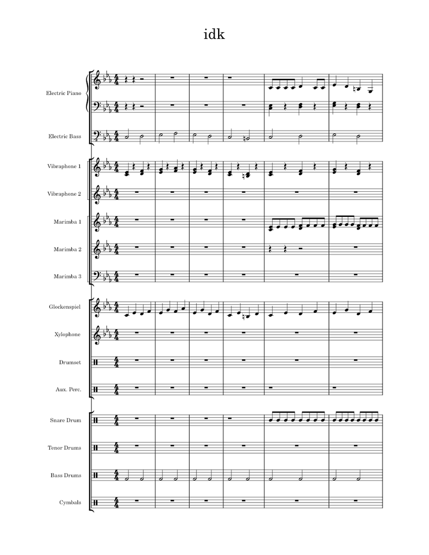 Idk – Idk idk Sheet music for Piano, Vibraphone, Glockenspiel, Snare ...