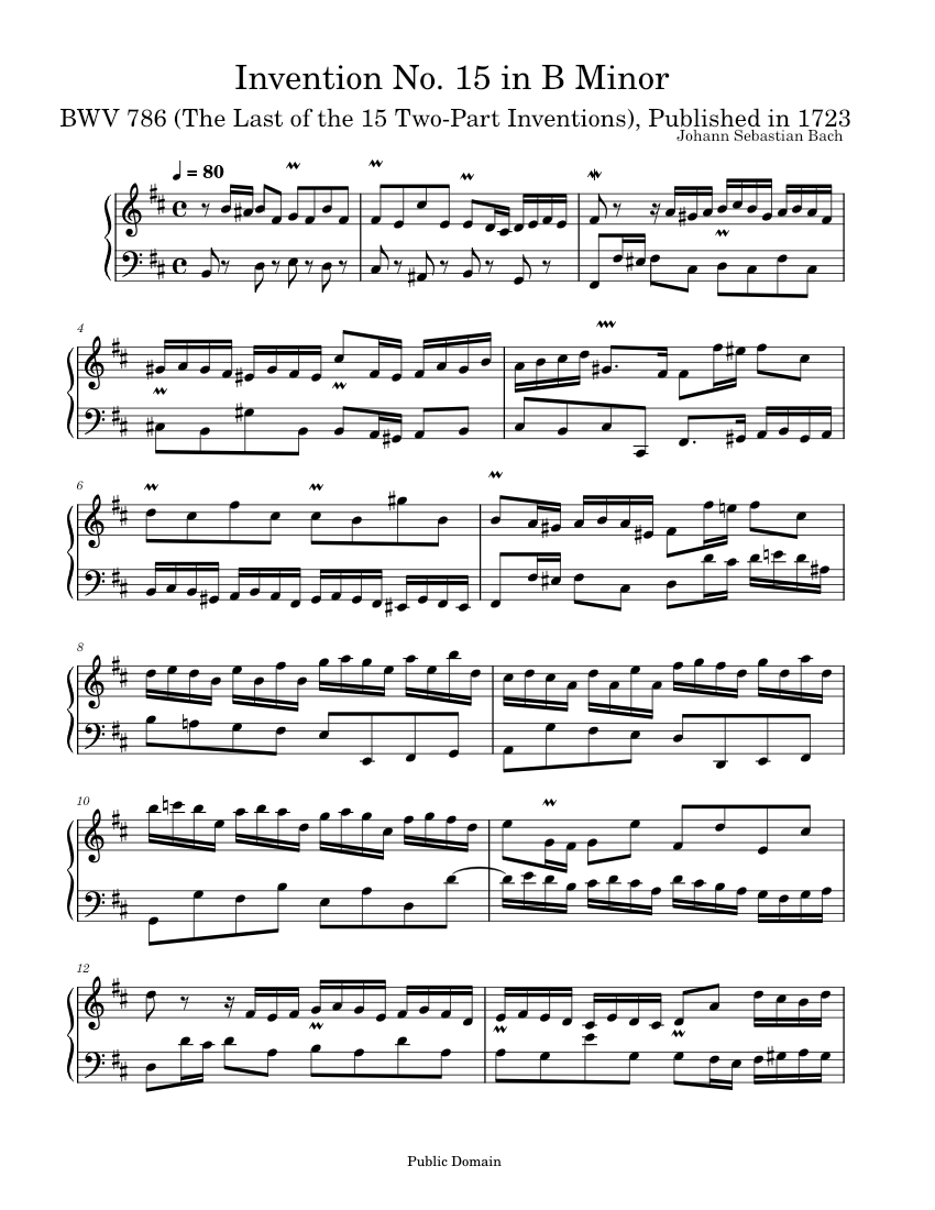 Invention No. 15 in B Minor (BWV 786) – Johann Sebastian Bach (From the ...