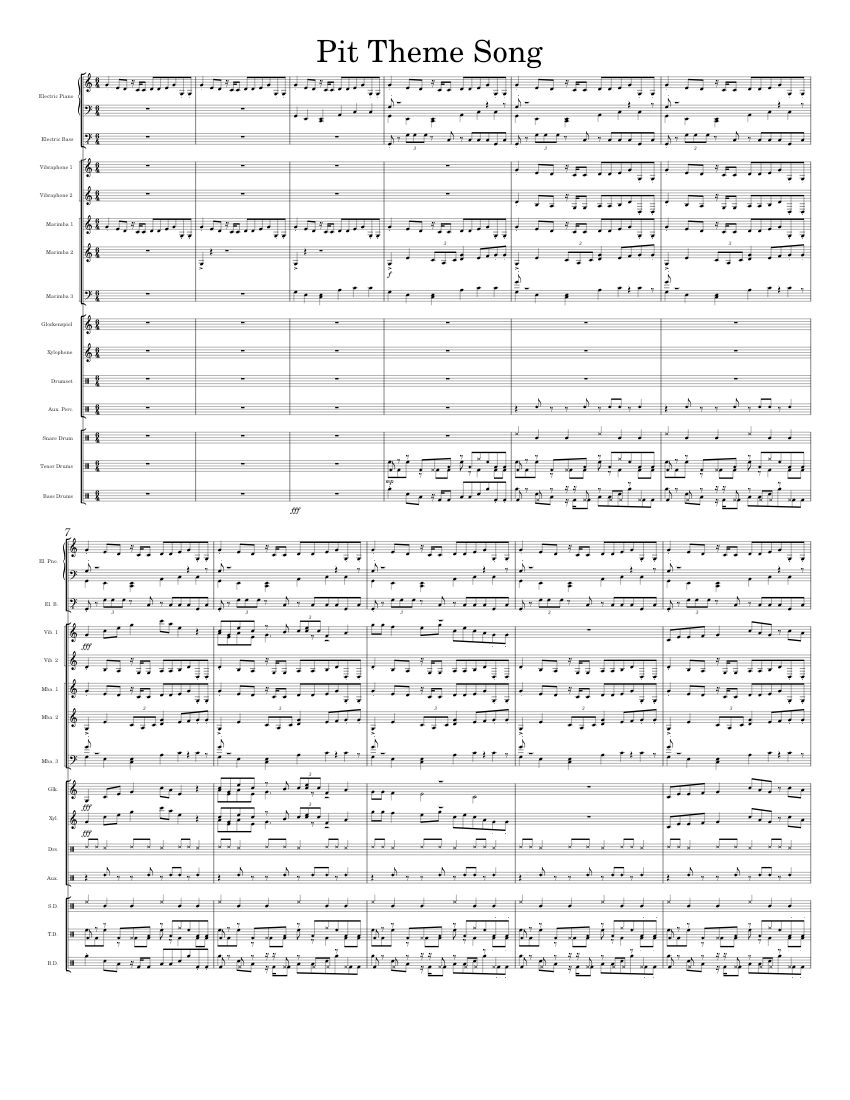 Pit_Theme_Song Sheet music for Piano, Vibraphone, Glockenspiel,