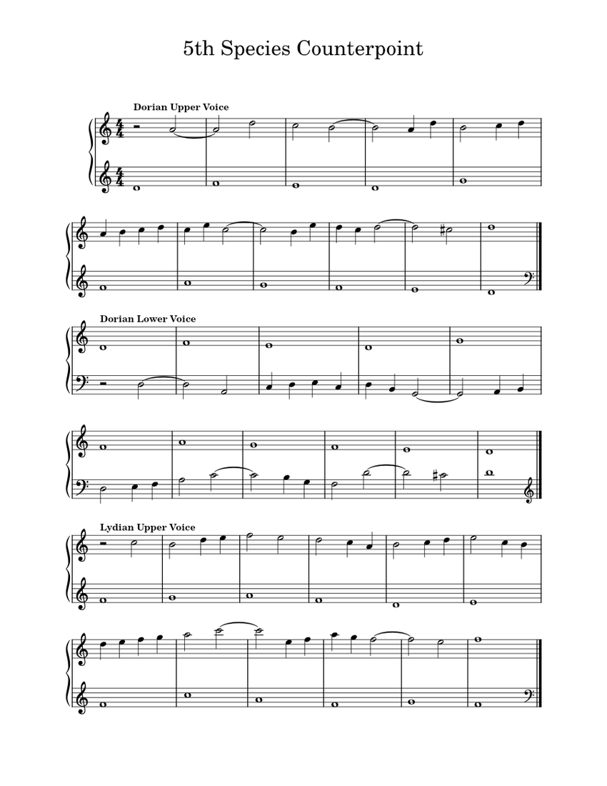 5th Species Counterpoint Sheet music for Piano (Solo) Easy | Musescore.com