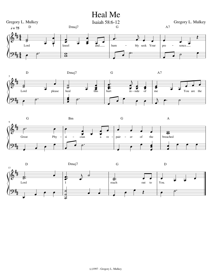 Heal Me Sheet music for Piano (Solo) | Musescore.com