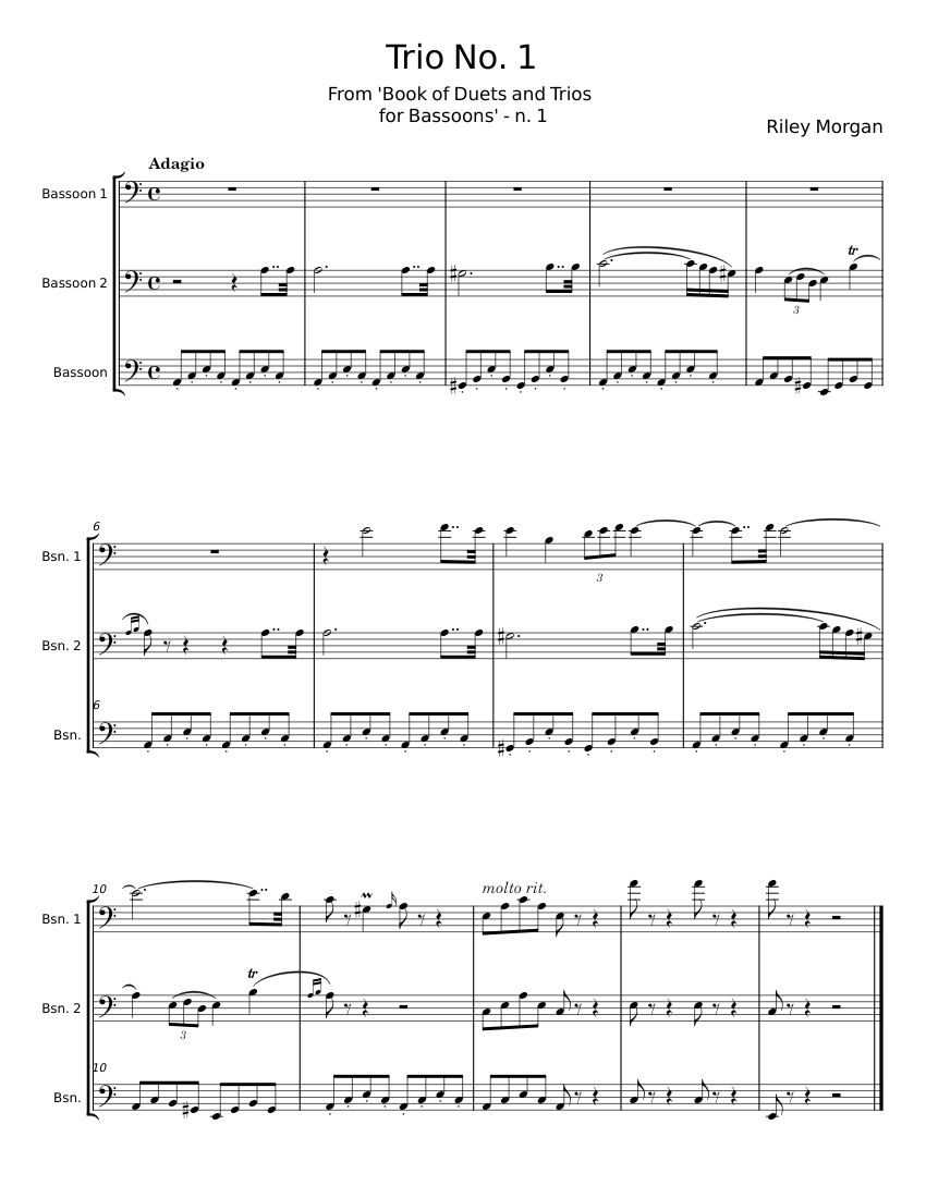 Trio No. 1 - Riley Morgan Sheet music for Bassoon (Mixed Trio ...