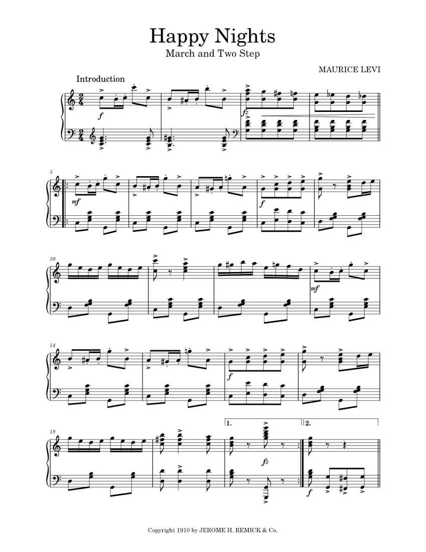 Happy Nights (1910) Sheet music for Piano (Solo) | Musescore.com