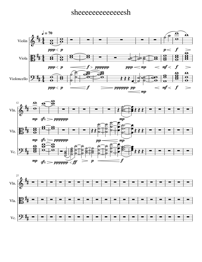 sheeeeeeeeeeeeesh Sheet music for Violin, Viola, Cello (String Trio ...