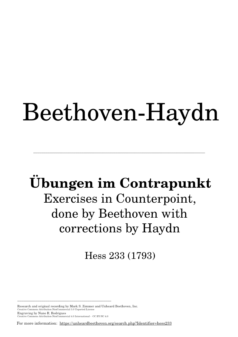 Exercises in Counterpoint, Hess 233 – Ludwig van Beethoven with ...