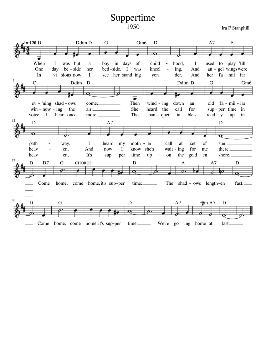 Suppertime Sheet music for Piano (Solo) Easy | Musescore.com