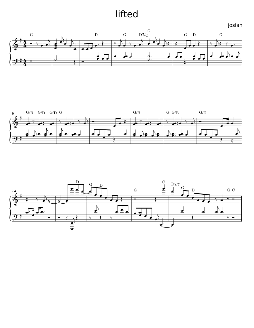 Lifted - josiah Sheet music for Piano (Piano Duo) | Musescore.com