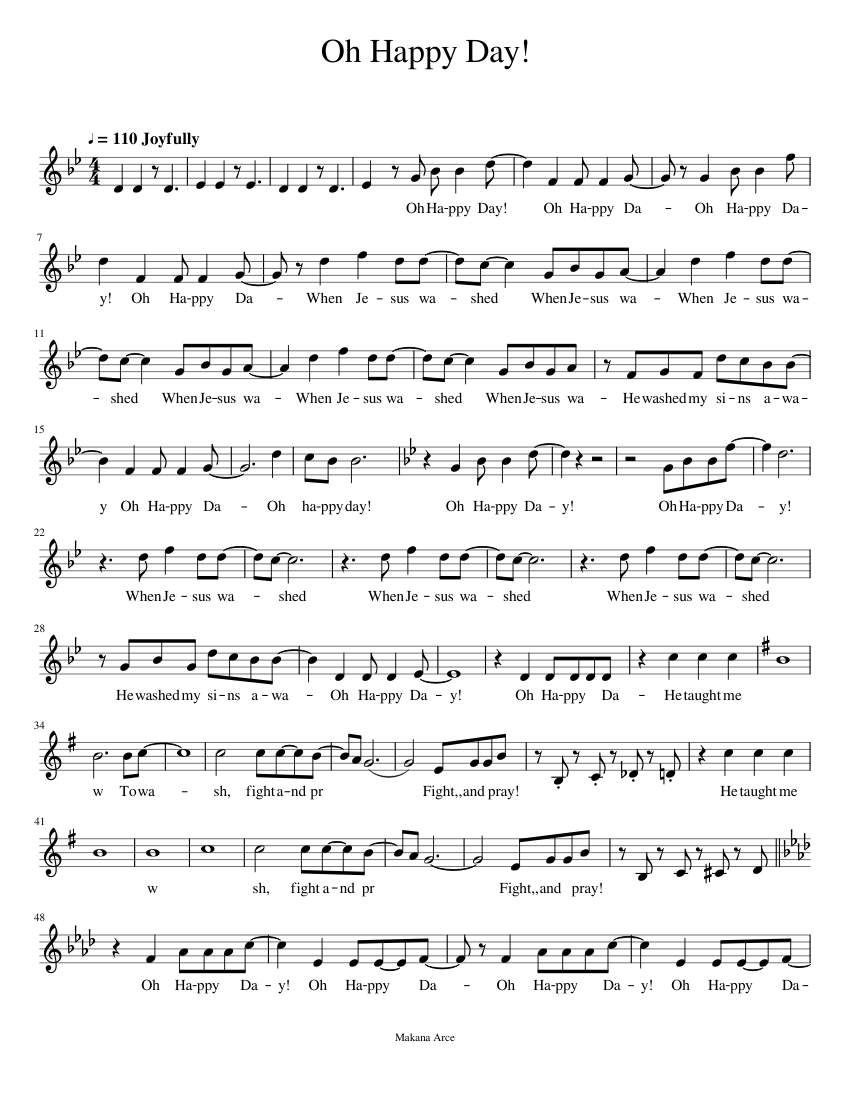Oh happy day Sheet music for Vocals (Solo) | Musescore.com