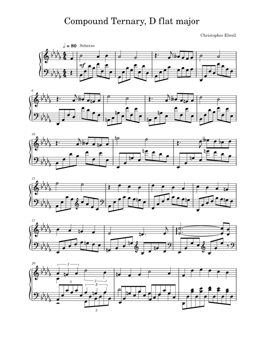 Compound Ternary, D flat major Sheet music for Piano (Solo) | Musescore.com