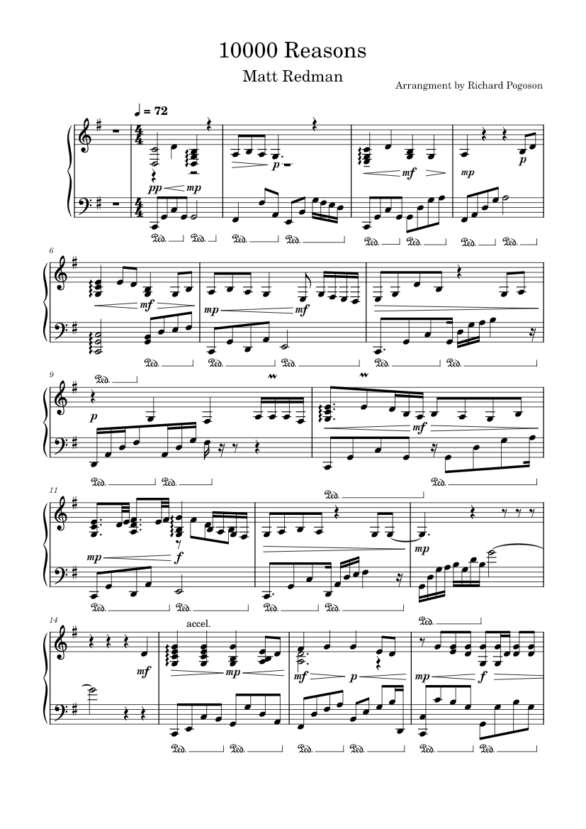 10000 Reasons Sheet music for Piano (Solo) | Musescore.com