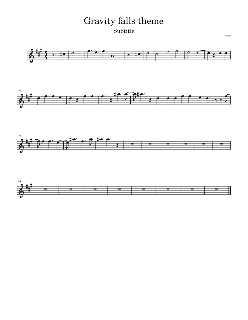 Gravity Falls Theme – Brad Breeck Gravity falls theme Sheet music for ...