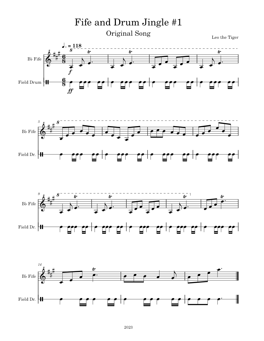 Fife and Drum Jingle #1 – ScoreTiger3 Sheet music for Flute piccolo ...