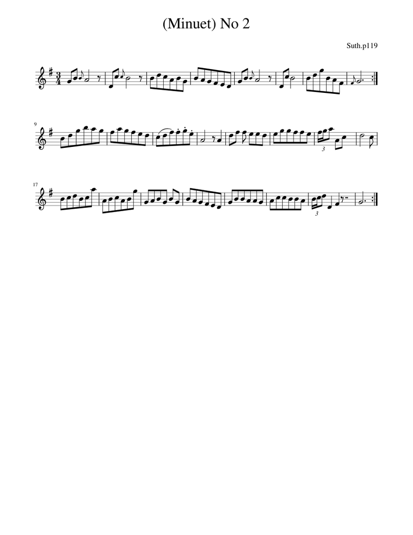 (Minuet) No 2 Sheet music for Piano (Solo) | Musescore.com