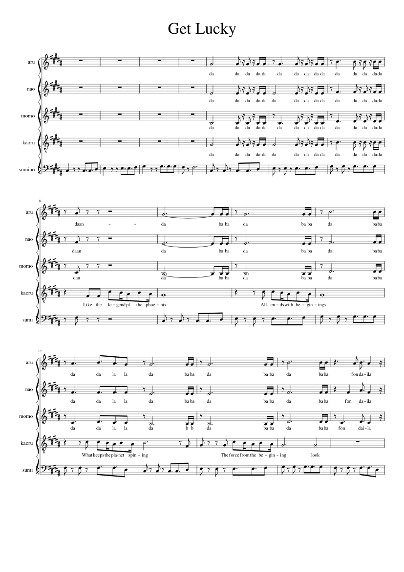 Get Lucky Sheet music for Piano (Mixed Quintet) | Musescore.com