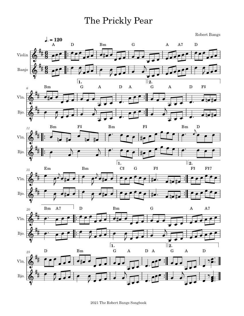 The Prickly Pear Sheet music for Violin, Banjo (String Duet ...