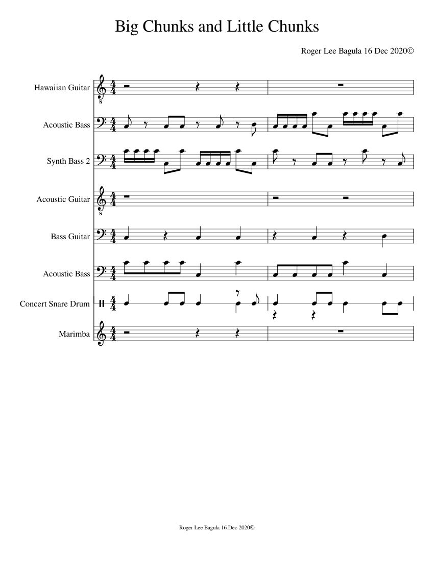 Big Chunks and Little Chunks Self-Similar Sheet music for Snare drum ...