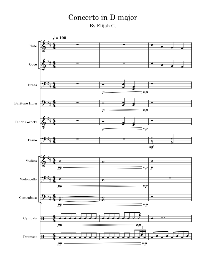 Concerto in D major Sheet music for Piano, Tuba, Flute, Oboe & more ...