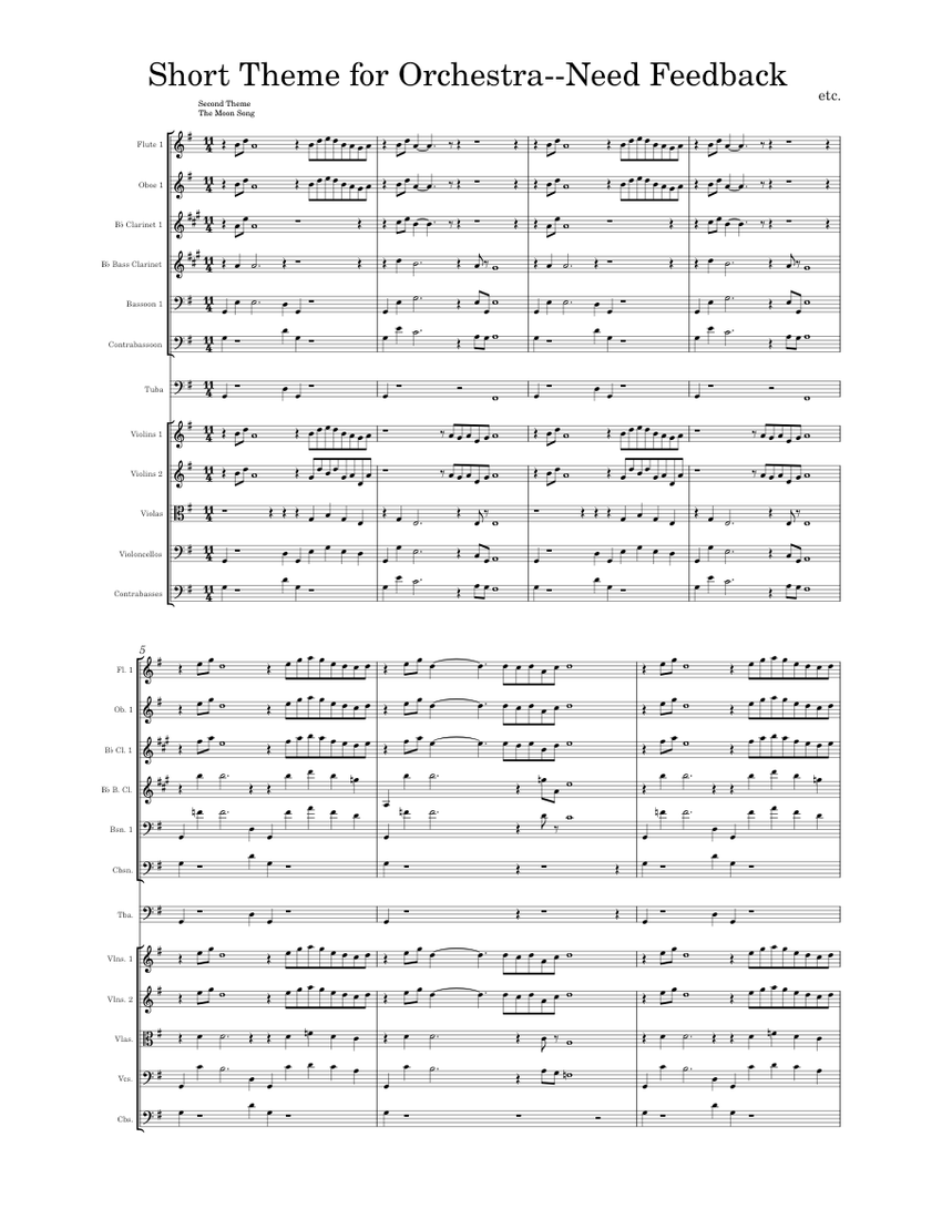 Short Theme for Orchestra by etc. Sheet music for Tuba, Flute, Oboe, Clarinet in b-flat & more ...