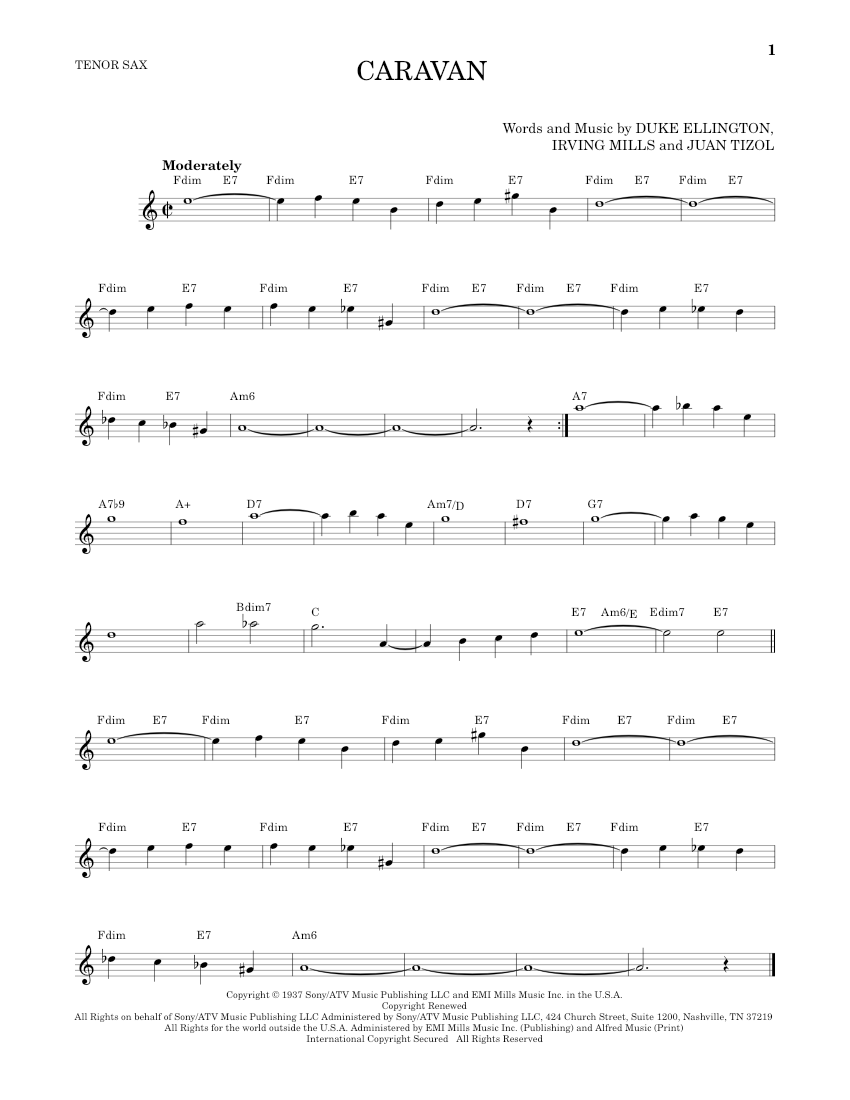 Play Official version of Caravan Sheet Music by Duke Ellington for ...