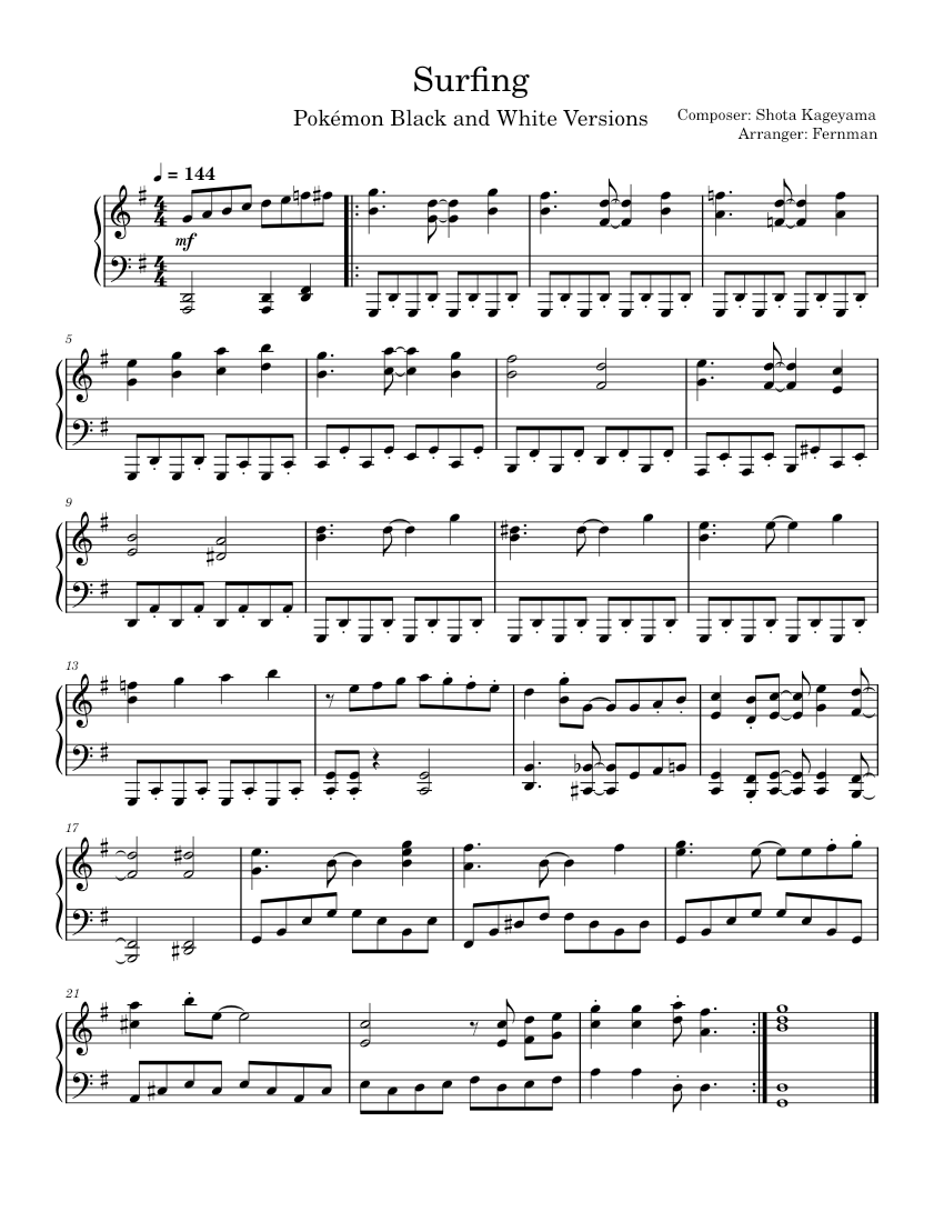 Surfing - Pokemon Black and White – Shota Kageyama BW - Surfing V3 ...